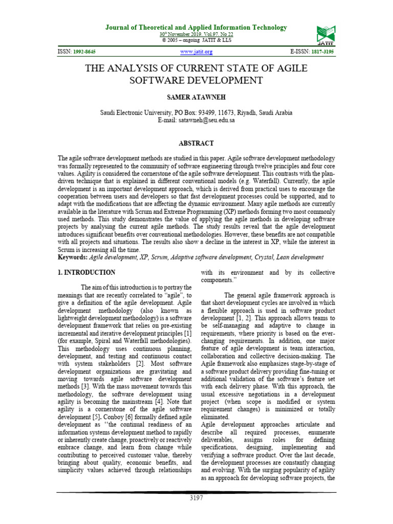 The Analysis of Current State of Agile S | Download Free PDF | Agile Software Development ...