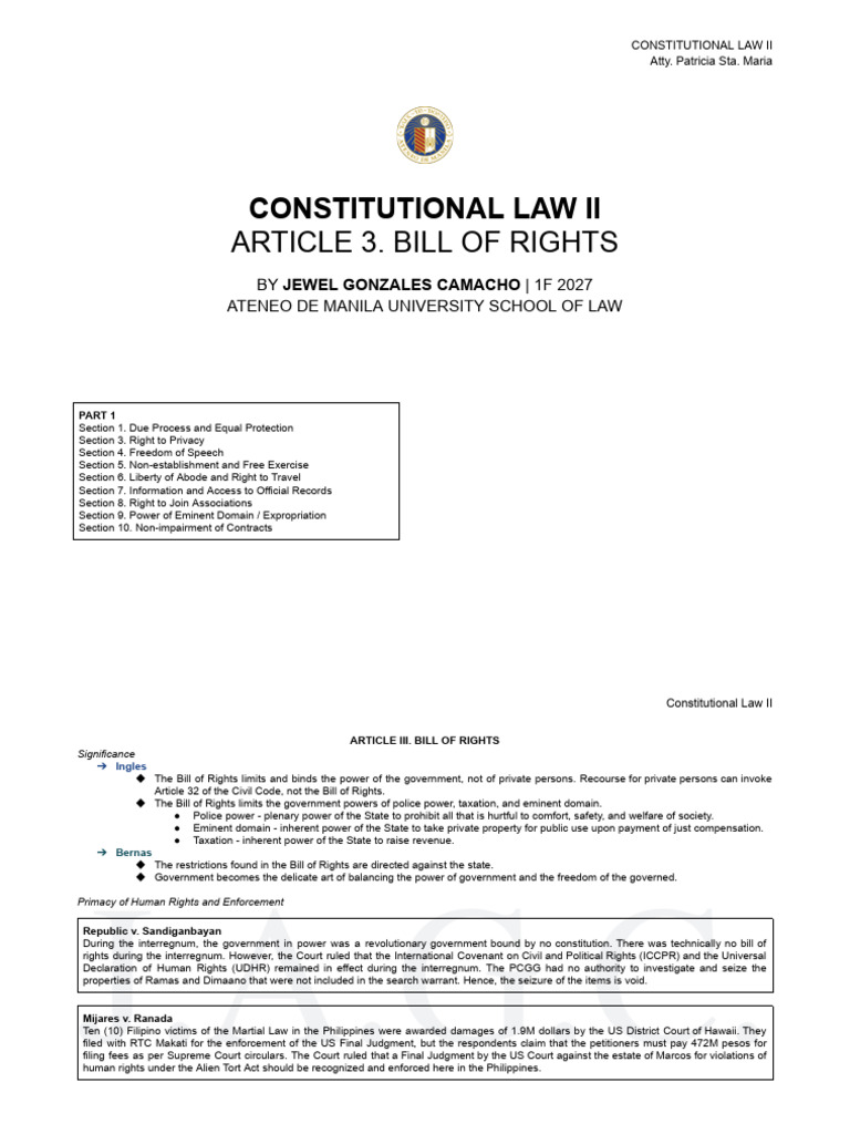 (Jagc 2024) Consti Ii | PDF | Strict Scrutiny | Eminent Domain