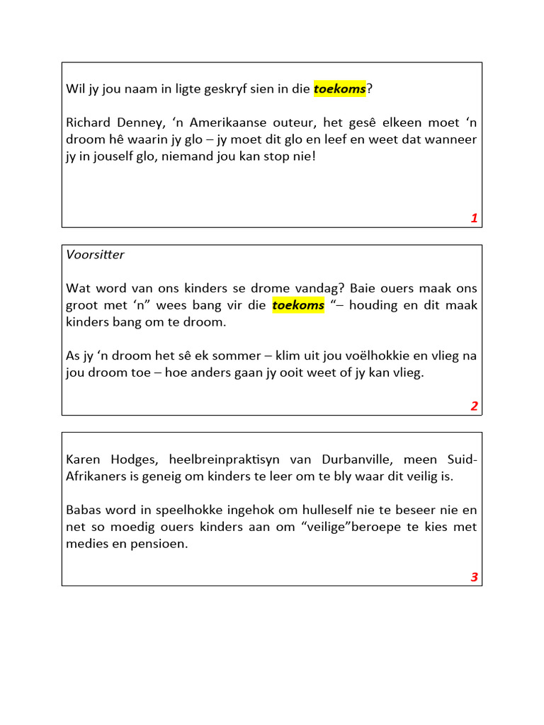 Afr_Mondeling_TOEKOMS | PDF