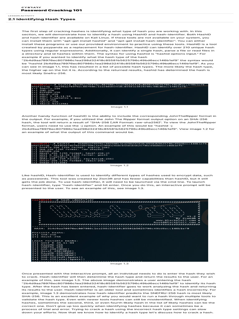2.1 Identifying Hash Types | PDF | Password | Computer Programming