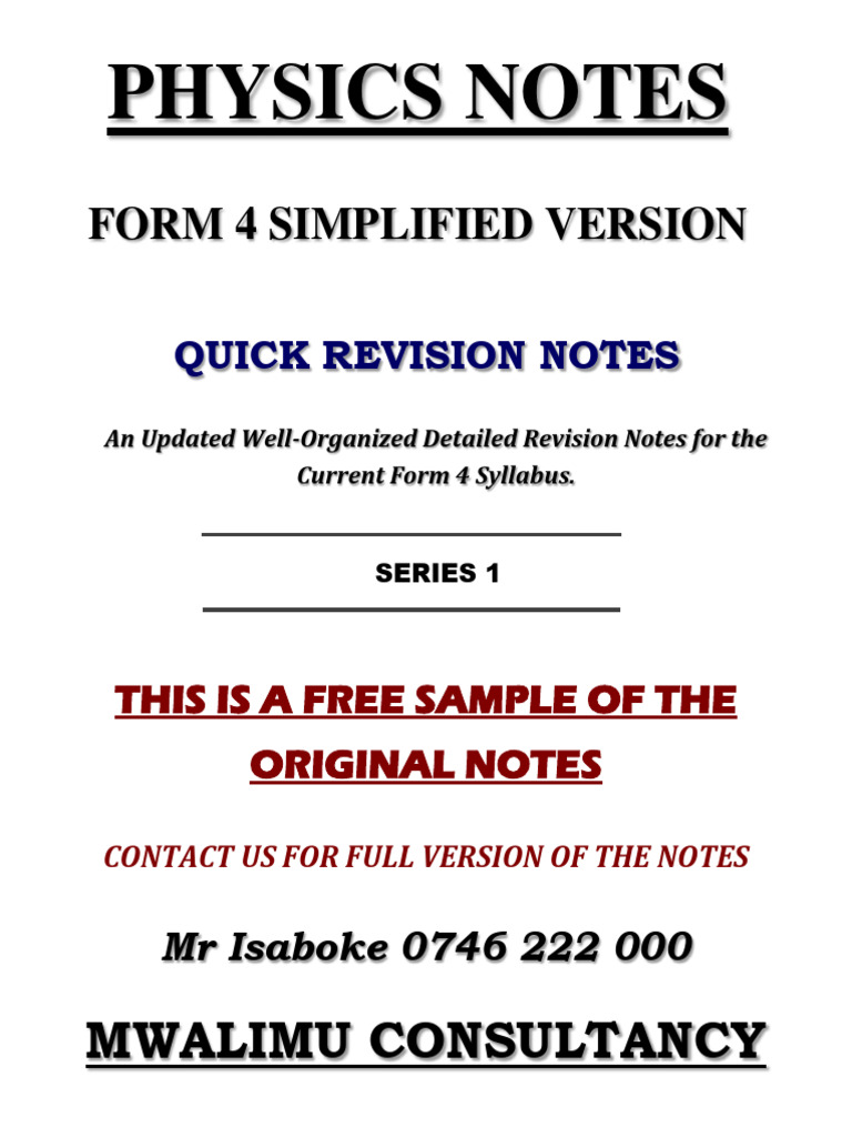 Notes Notes - Form 4 - Physics | PDF | Acceleration | Eye