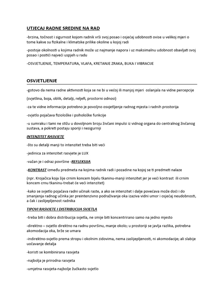 Utjecaj Radne Sredine Na Rad | PDF