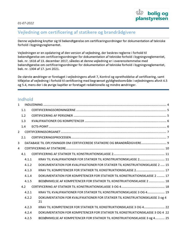 Vejledning Om Certificering Af Statikere Og Brandrådgivere 01-07-2022 - Endelig | PDF