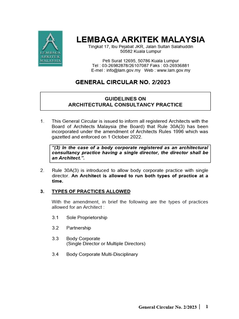 General Circular No2 2023 en | PDF | Architect | Business