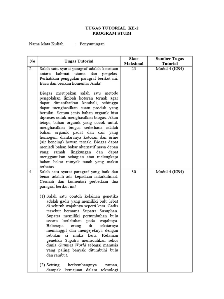 Tugas Tutorial 2 PBIN4325 Penyuntingan | PDF | Kesehatan Holistik