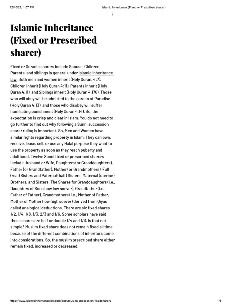 Islamic Inheritance Guide | PDF | Family | Social Institutions