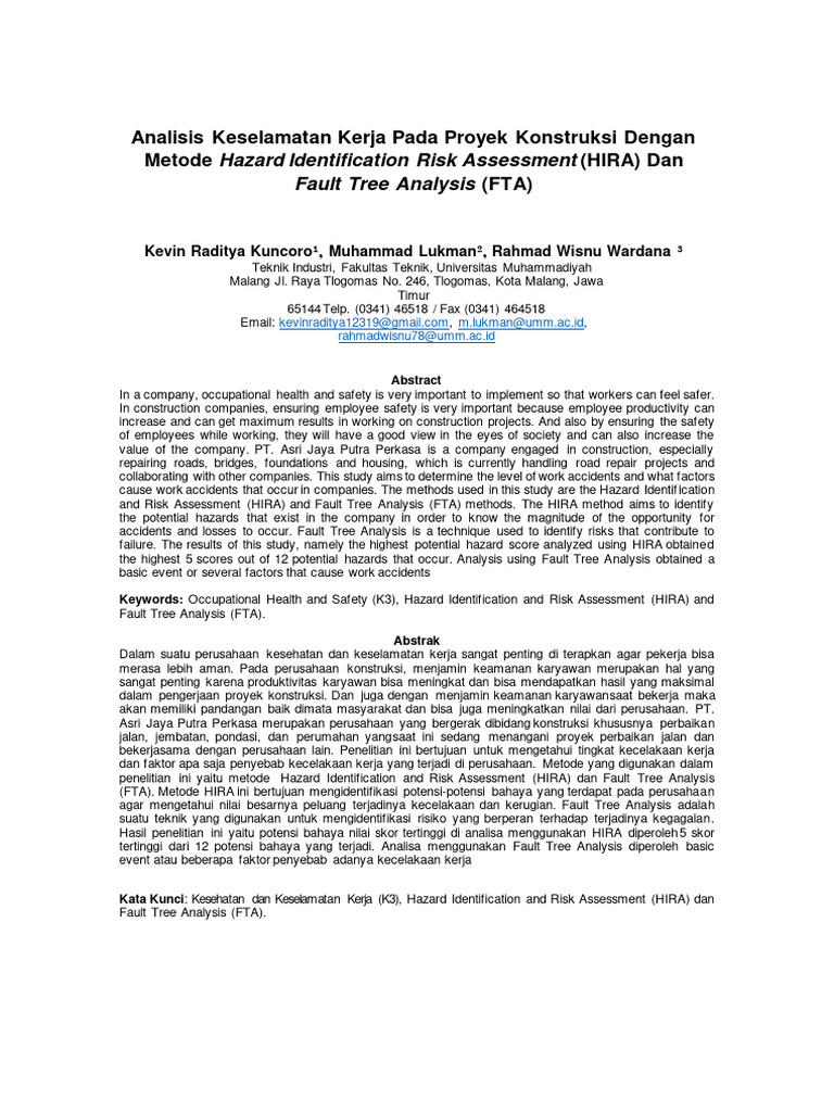 Analisis Keselamatan Kerja Pada Proyek K | PDF