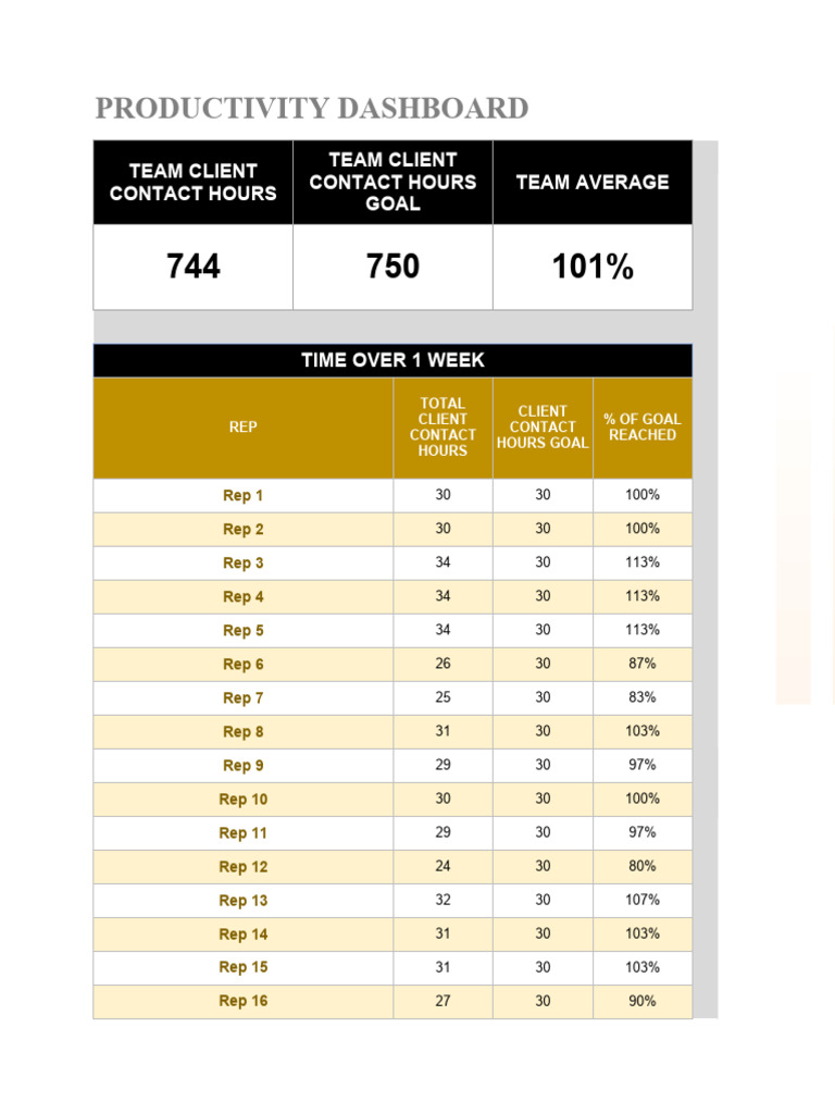 IC Operations Productivity Dashboard Template 9497 | PDF