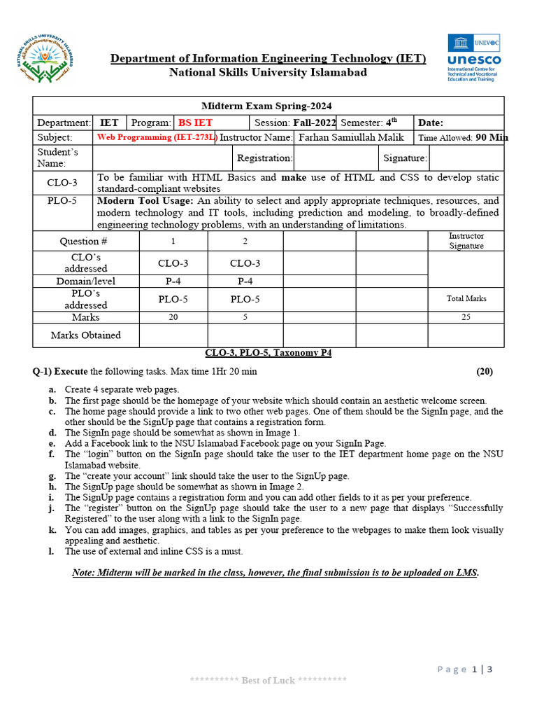 Web Programming Midterm Exam Guide | PDF | World Wide Web | Internet & Web