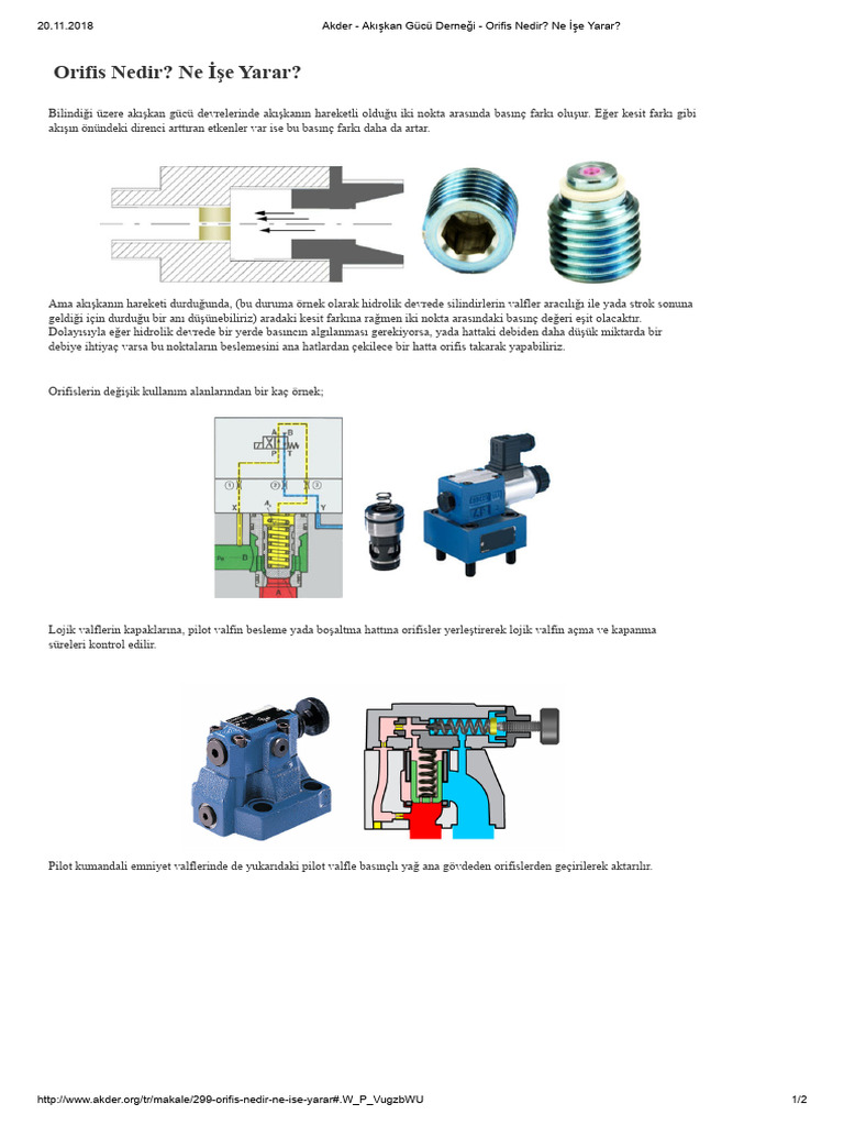 Akder - Akışkan Gücü Derneği - Orifis Nedir - Ne İşe Yarar | PDF