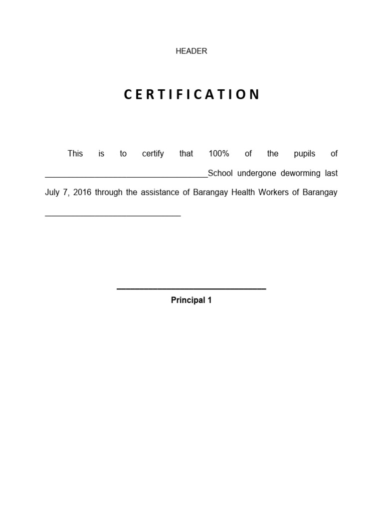 Deworming Certificate for Pupils | PDF