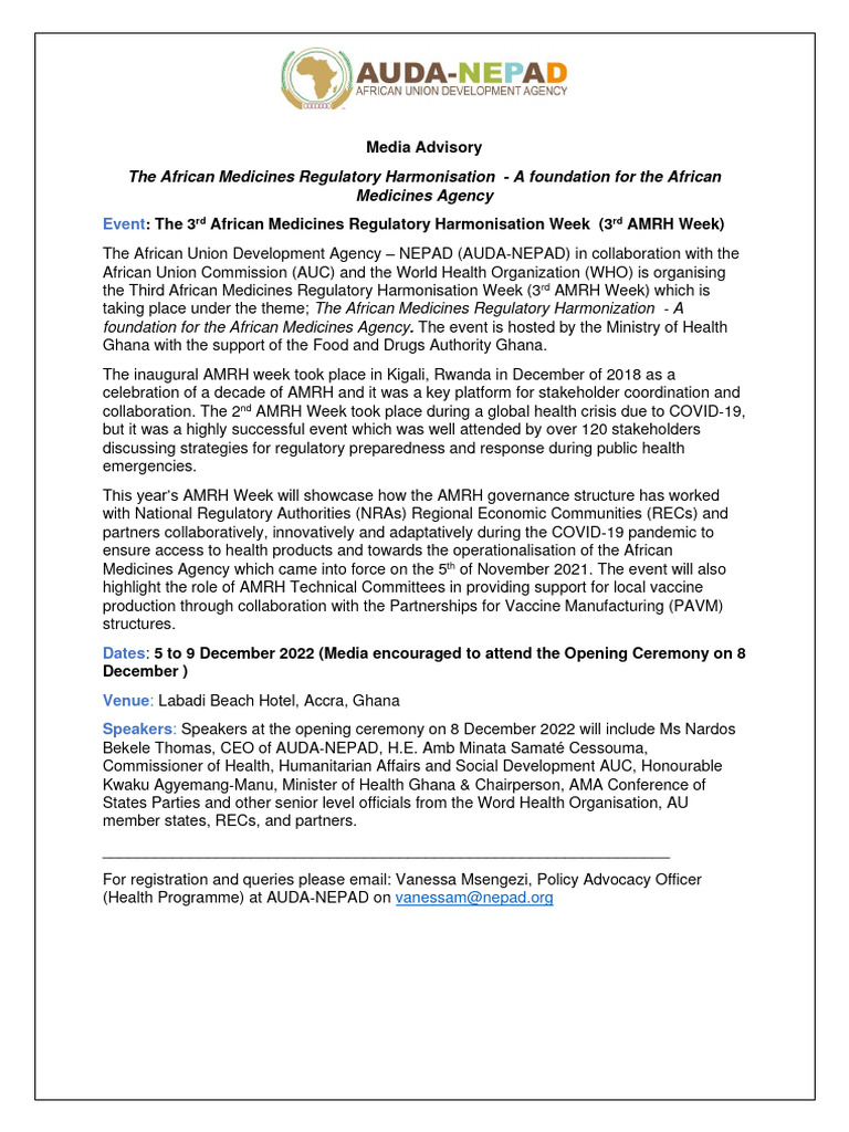 3rd AMRH Week Media Advisory 211122 | PDF