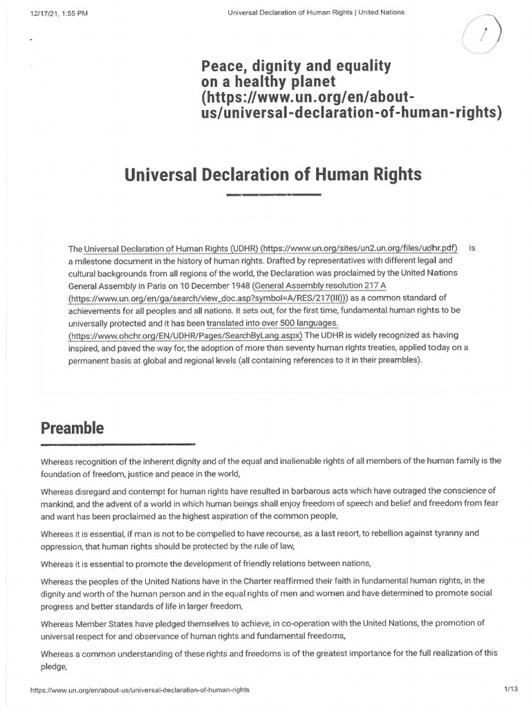 Attachment 1 - Universal Declaration of Human Rights | PDF
