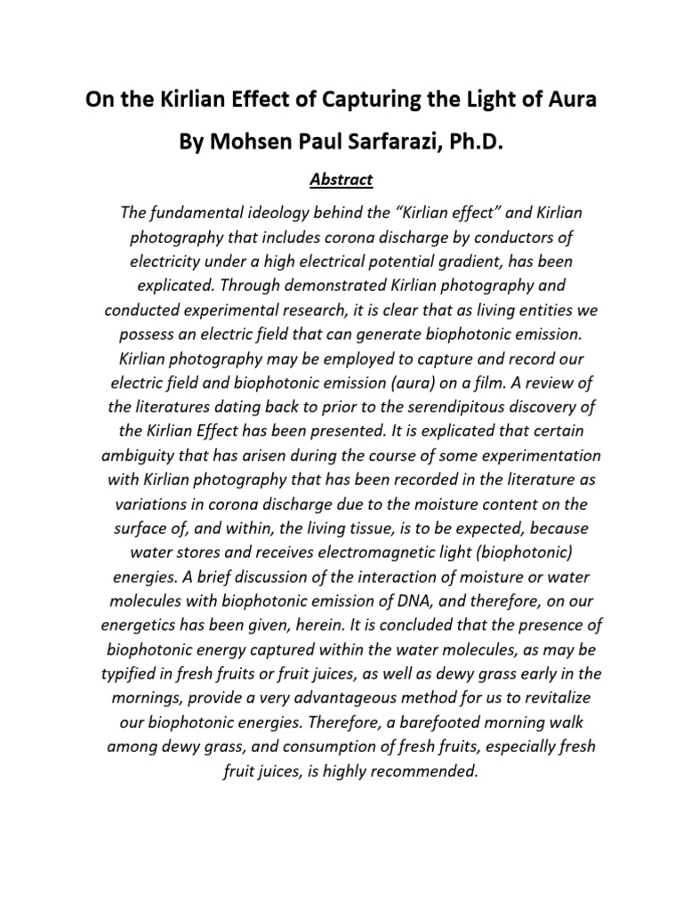 On The Kirlian Effect of Capturing The L | PDF | Electromagnetism