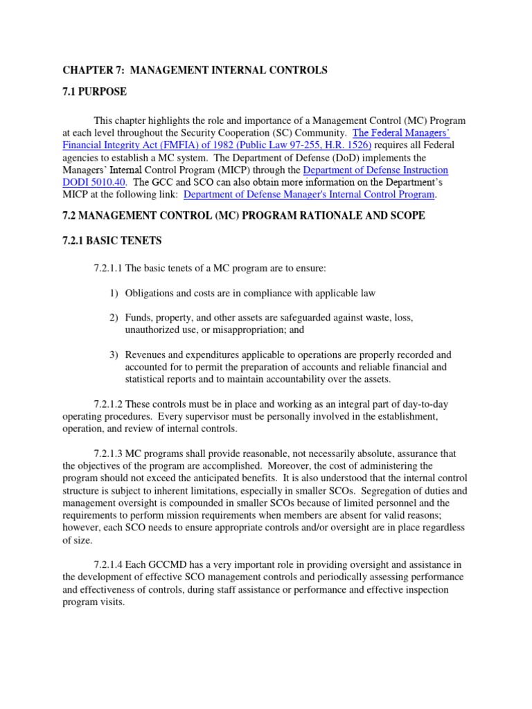 7-Management Internal Controls 0 | PDF | Internal Control | Risk