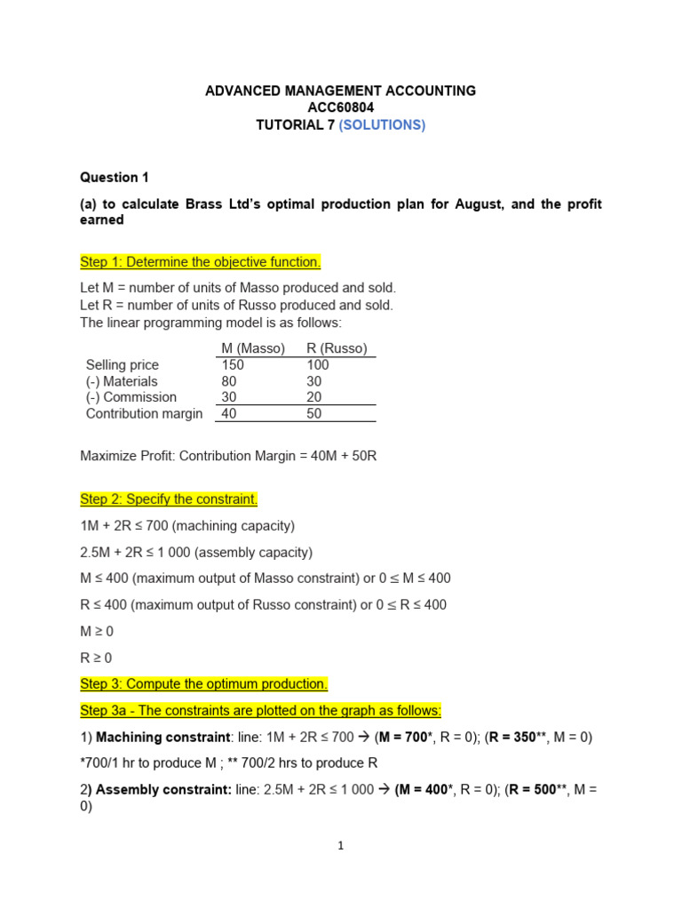 AMA Tutorial 7 (SOLUTIONS) | Download Free PDF | Mathematical Optimization | Equations