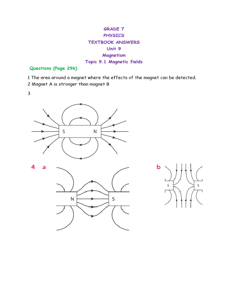 Grade 7 Physics: Magnetism Answers | PDF | Magnet | Magnetism