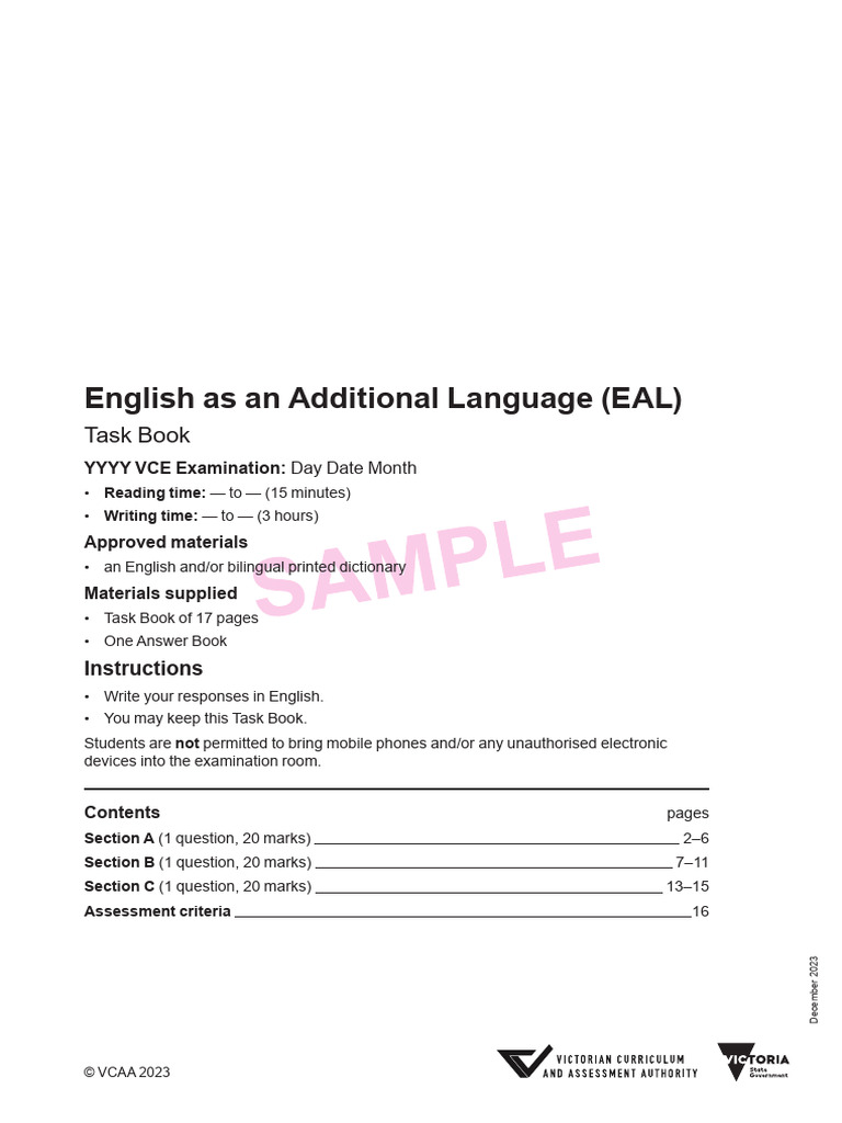 EAL Samp Exam W | PDF | Birds | English As A Second Or Foreign Language