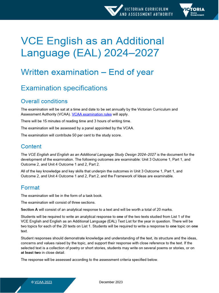 Eal Specs W | PDF | English As A Second Or Foreign Language | Cognition
