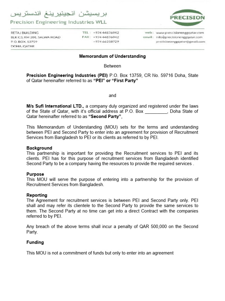 Memorandum of Understanding | PDF | Contract Law | Justice