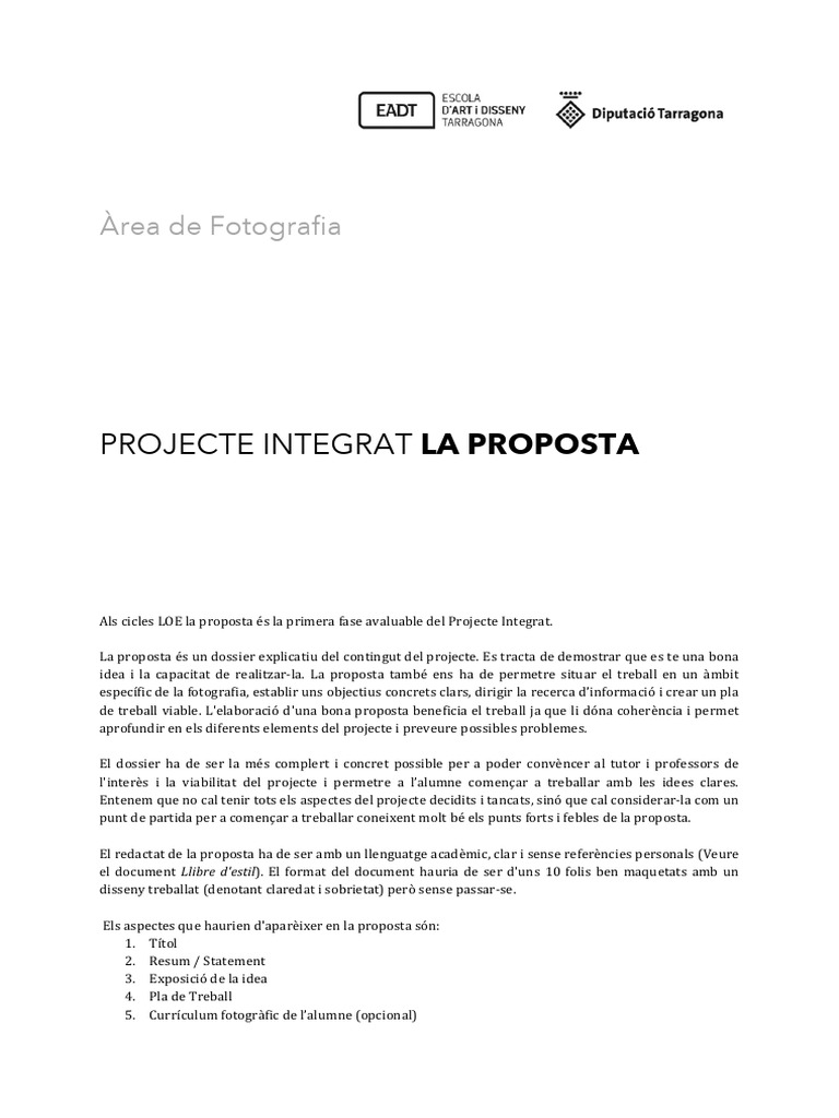Projecte Integrat - Proposta Guia | PDF