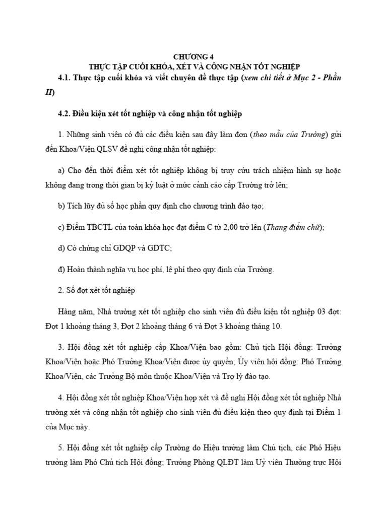 Phan II - Muc1 - Chuong4 - Thuc Tap Cuoi Khoa Xet Va Cong Nhan Tot Nghiep | PDF