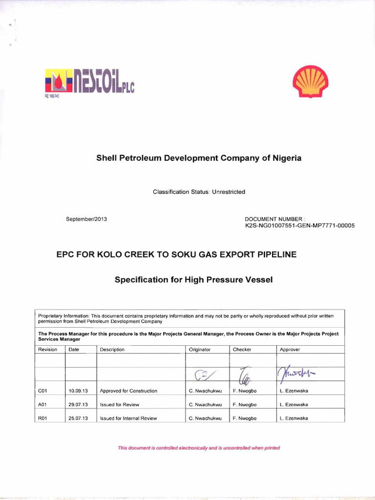 Specification For High Pressure Vessels | PDF | Specification ...