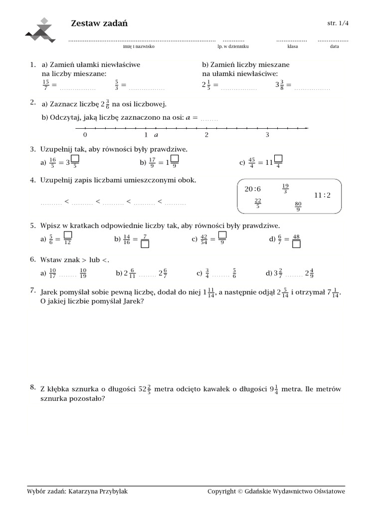 Ulamki Zwykle-Klasa 5 | PDF Ulamki Zwykle-Klasa 5 | PDF
