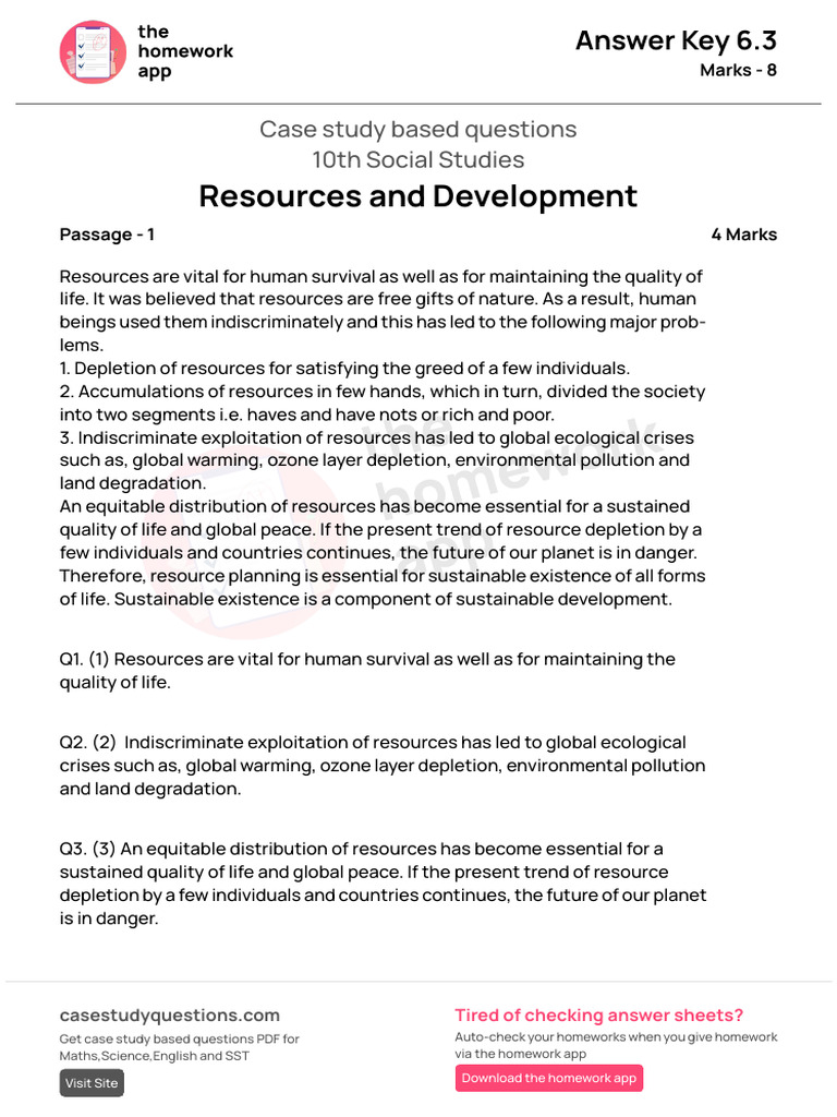 (Answer Key 6.3) - (Resources and Development) | PDF | Sustainability ...