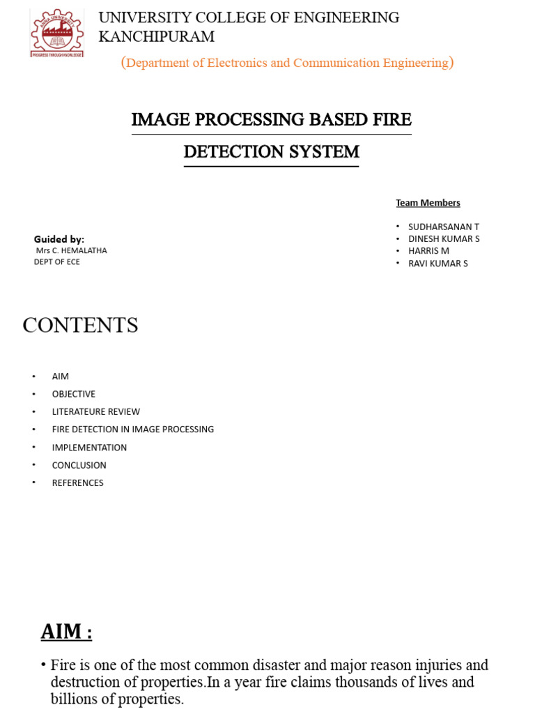 Image Processing Based Fire Detection System - 063306 | PDF | Imaging | Computer Vision