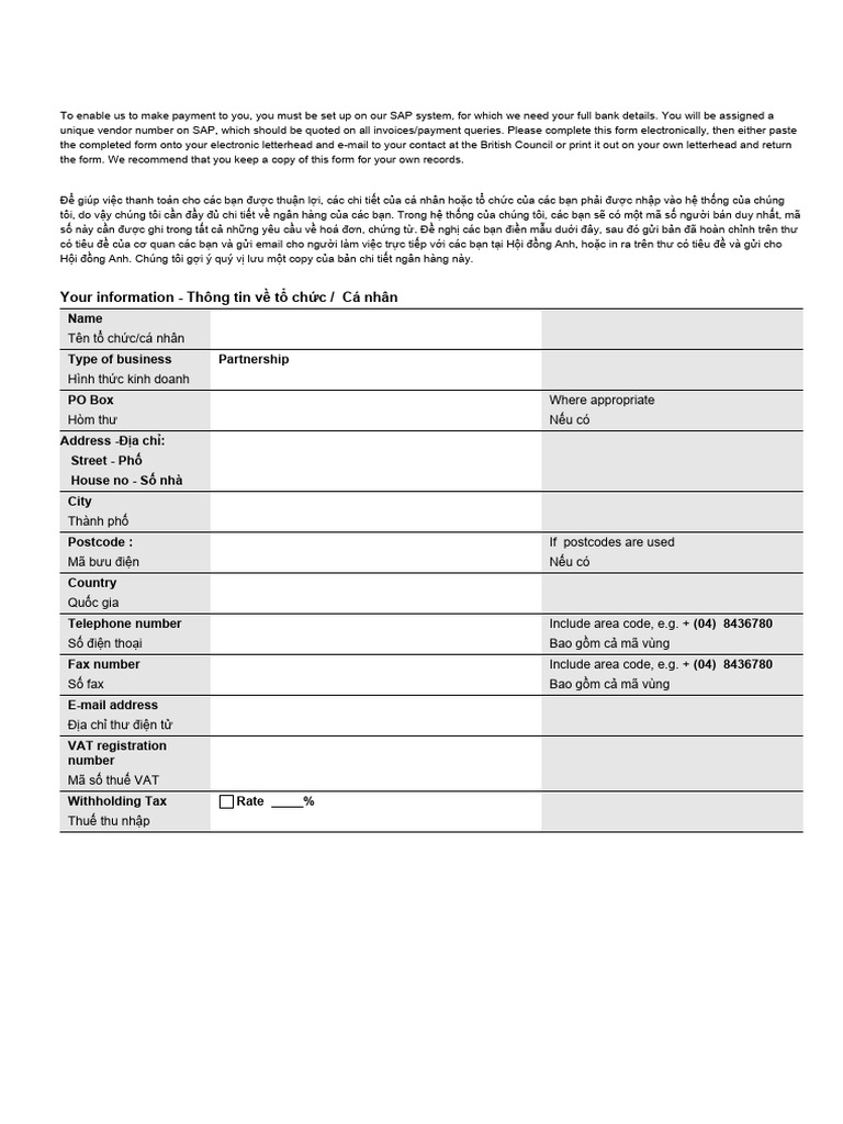 Vendor Detail Form | PDF