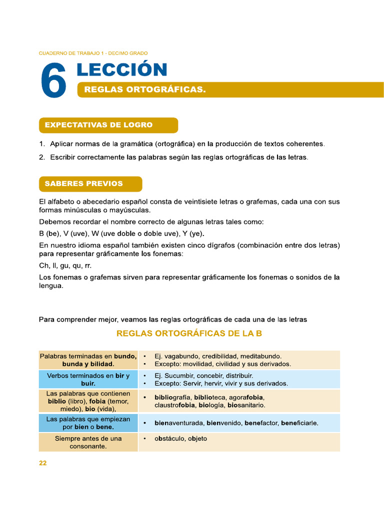 Españos - 10mo Grado | PDF