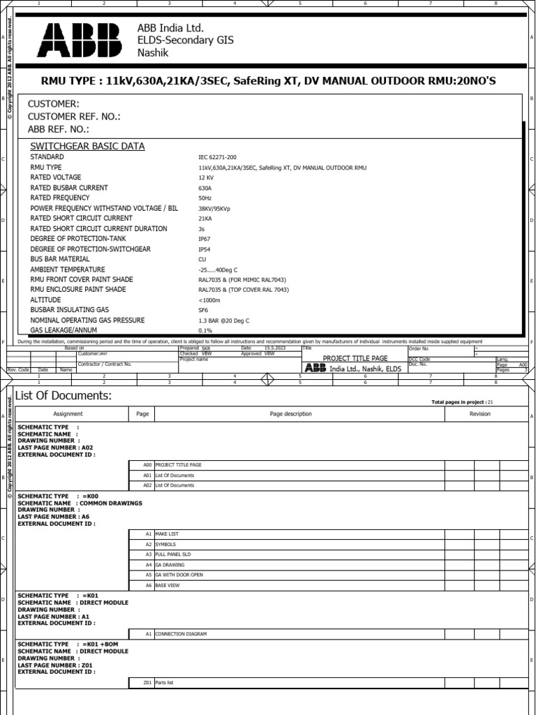 c40 4202730541 50 11kv DV Safering XT Manual Rmu | PDF | Power (Physics) | Electromagnetism