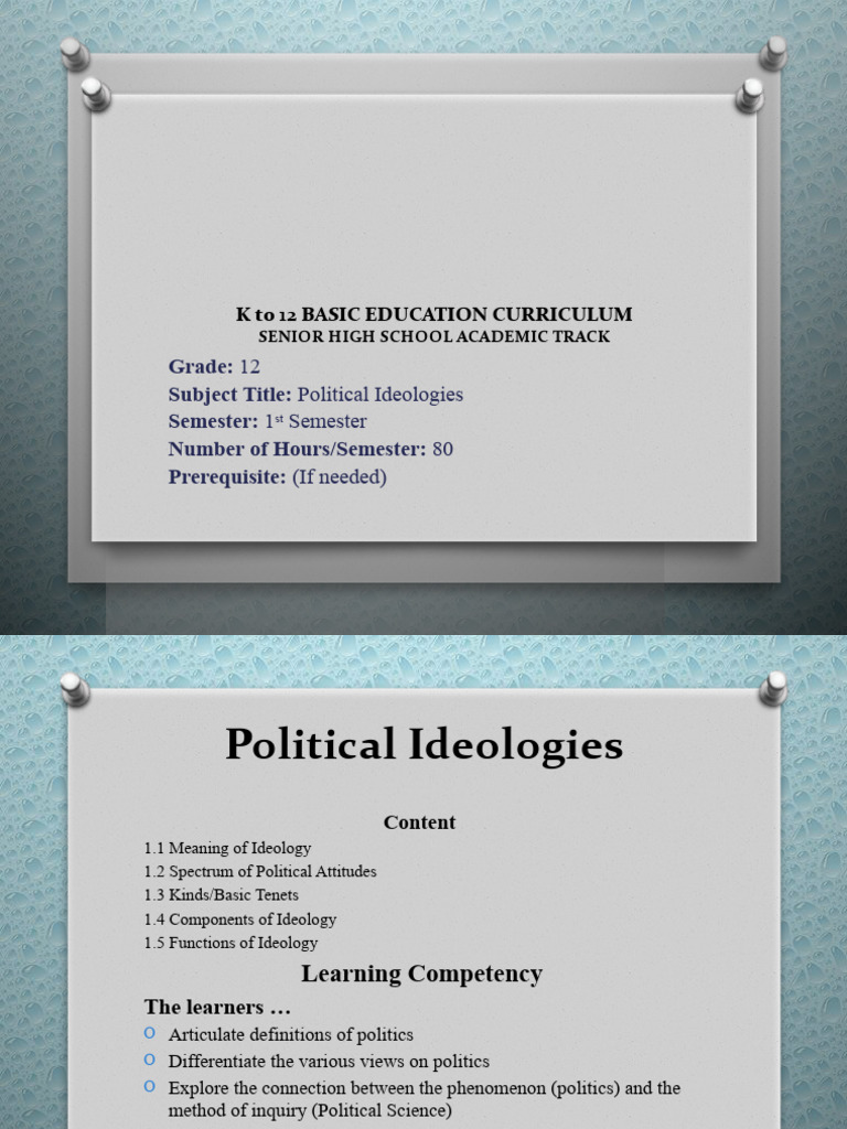 Political Ideologies in Senior High School | PDF | Ideologies | State ...