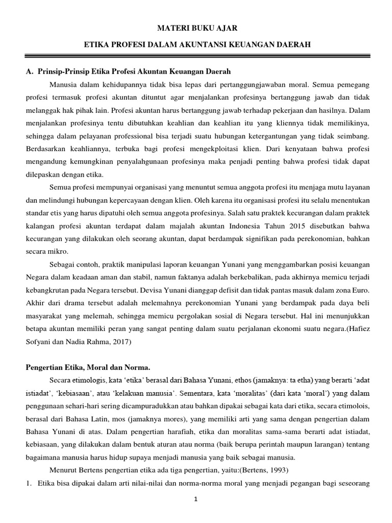 Etika Profesi Akuntan Keuangan Daerah | PDF