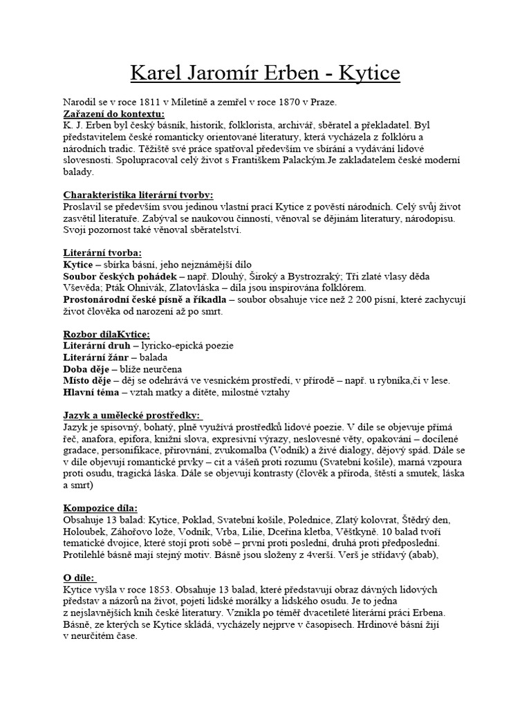 Karel Jaromír Erben - Kytice | PDF