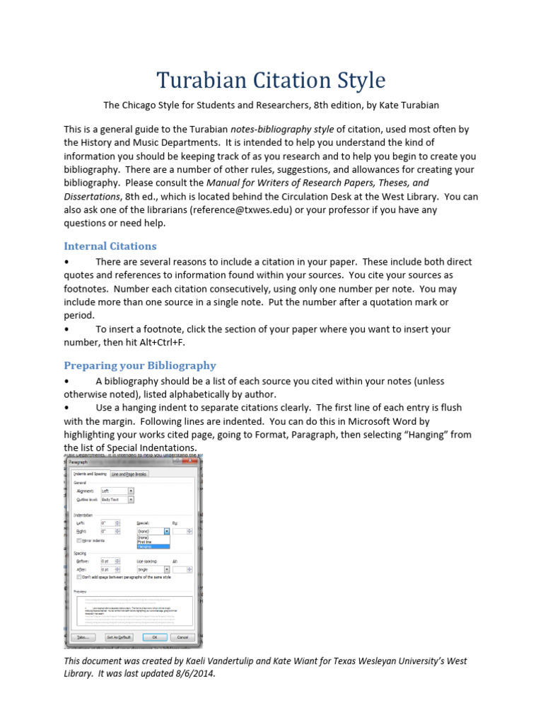 Turabian Citation Style 8th Ed | PDF | Citation | A Manual For Writers ...