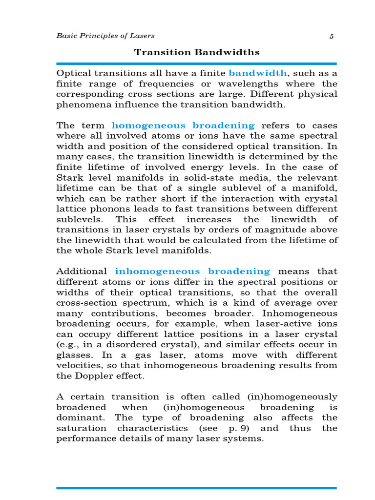 Field Guide To Lasers | PDF | Laser | Spectral Line