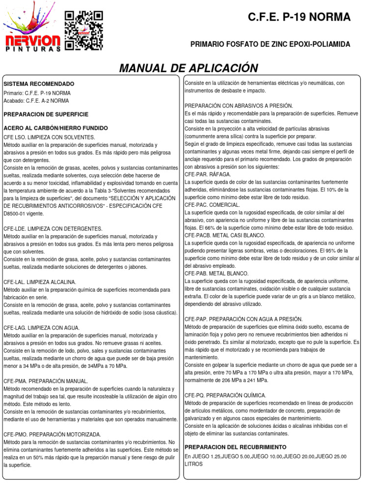 Aplicación de Fosfato de Zinc Epoxi | PDF | Agua | Detergente