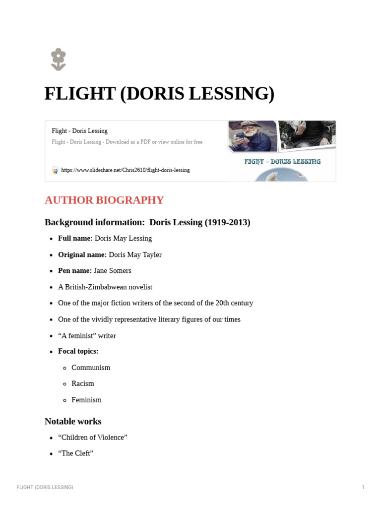 Flight (Doris Lessing) | PDF | Narration