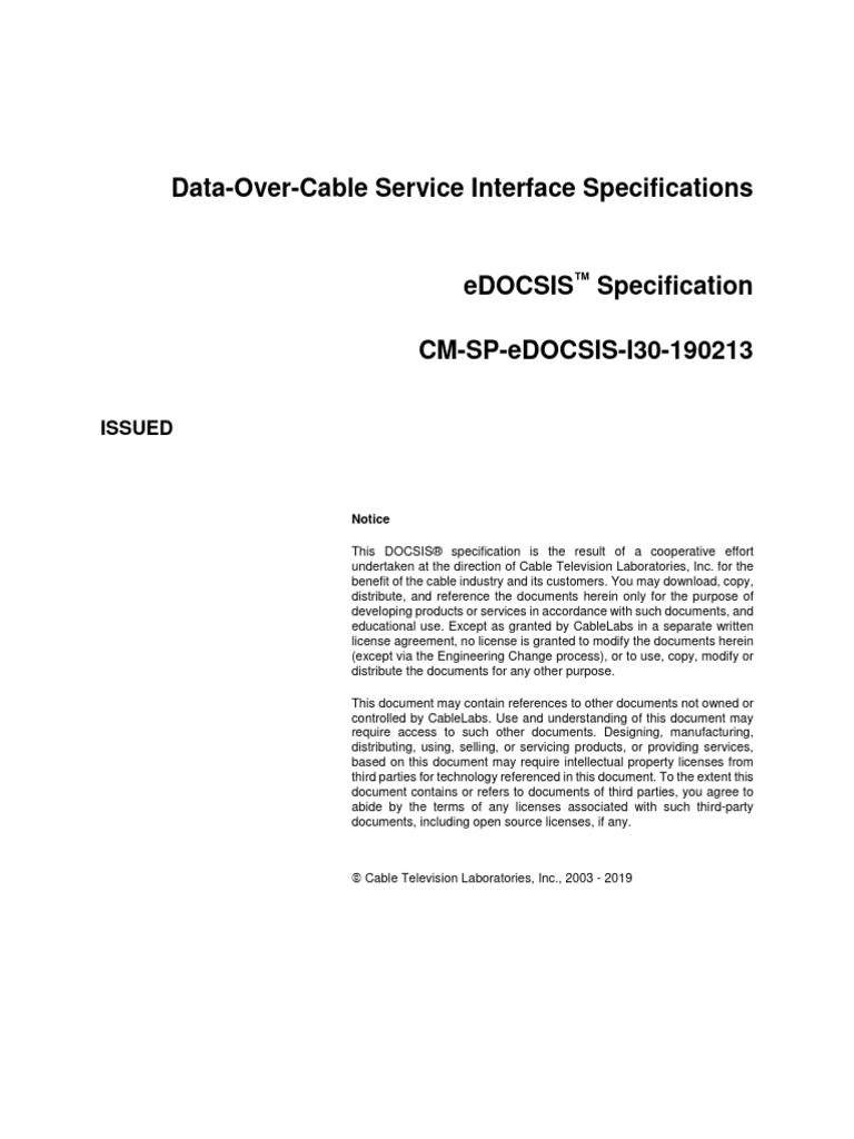 CM SP eDOCSIS I30 190213 | PDF | Computer Network | Internet Protocols