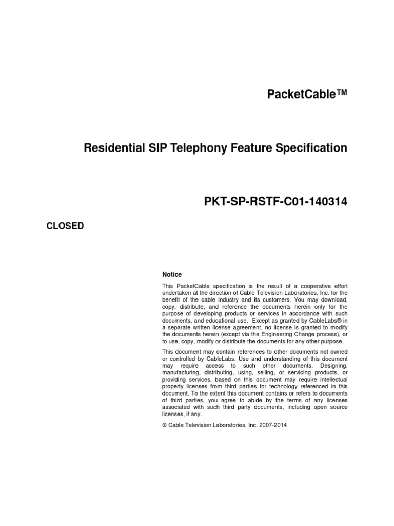 PKT SP RSTF C01 140314 | PDF | Ip Multimedia Subsystem | Session ...