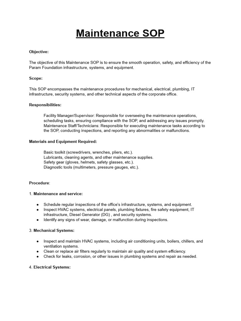 Maintenance SOP | PDF | Security Alarm | Calibration