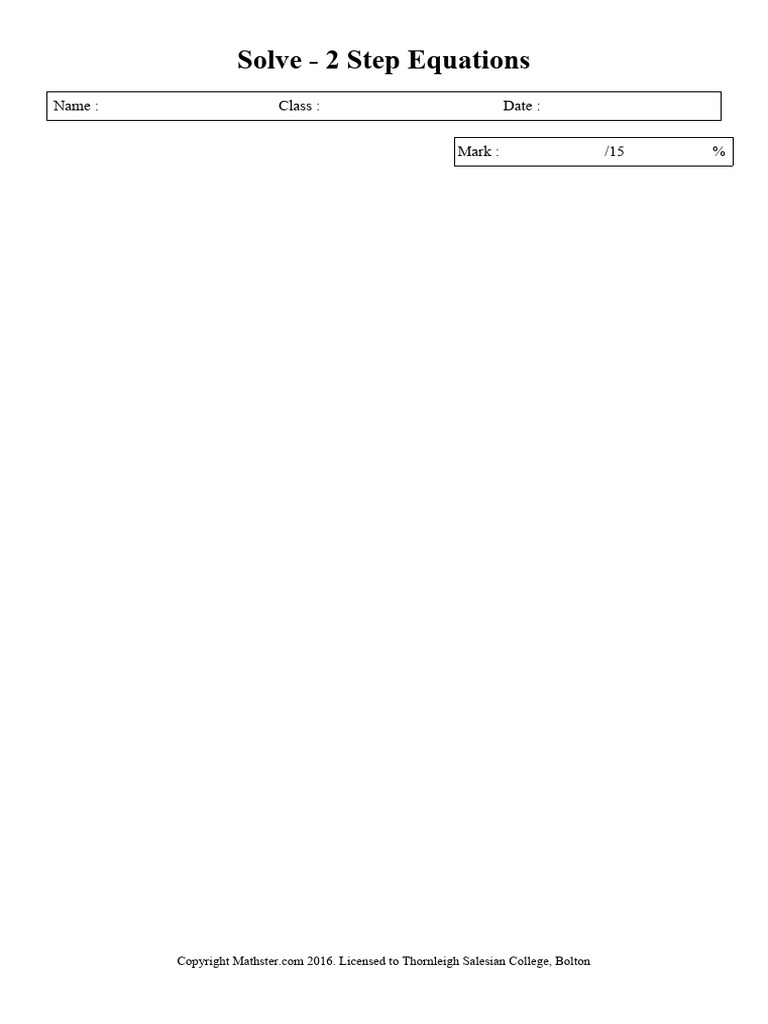 Solve - 2 Step Equations - 3 | PDF