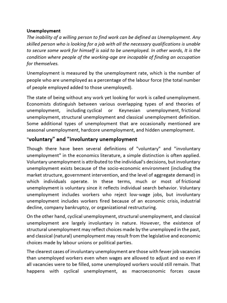 Unemployment | PDF | Unemployment | Full Employment