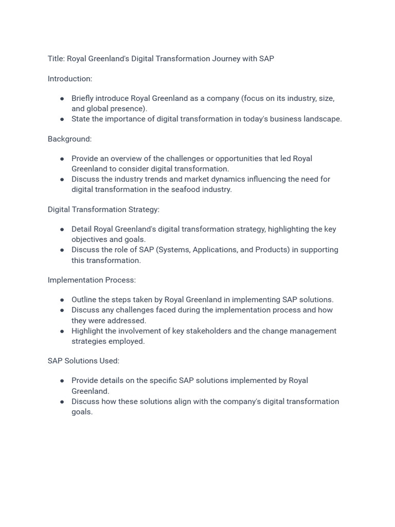 Royal Greenland's Digital Transformation Journey With SAP | PDF | Analytics | Supply Chain