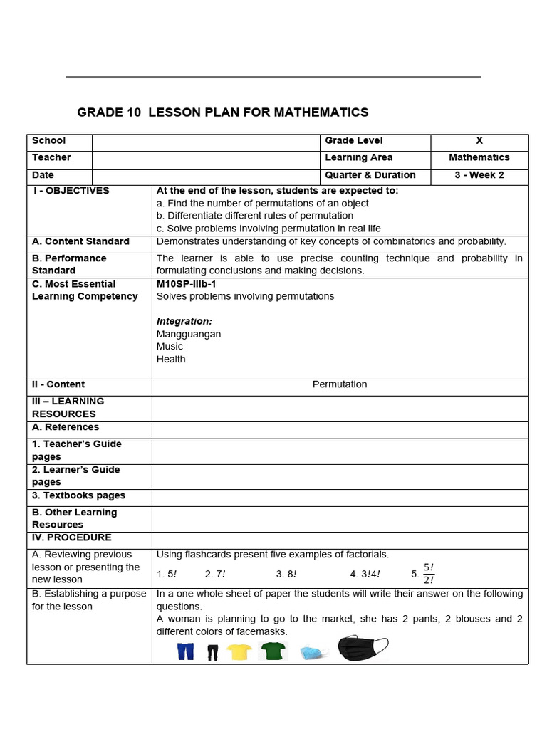 Lesson Plan | PDF | Learning | Permutation Lesson Plan | PDF | Learning | Permutation