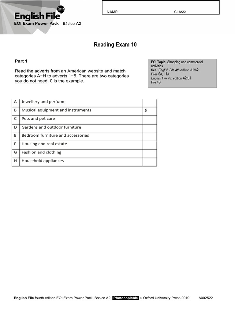 A2 Reading 10 | PDF