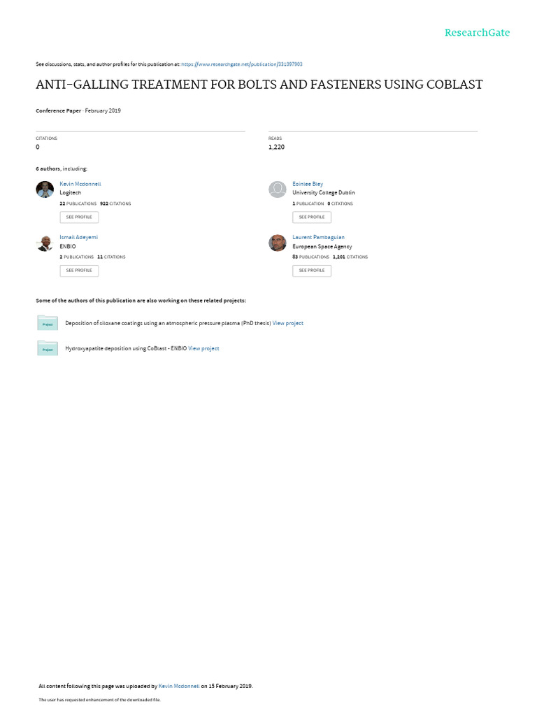 Anti-Galling Treatment For Bolts and Fasteners Using Coblast | PDF ...