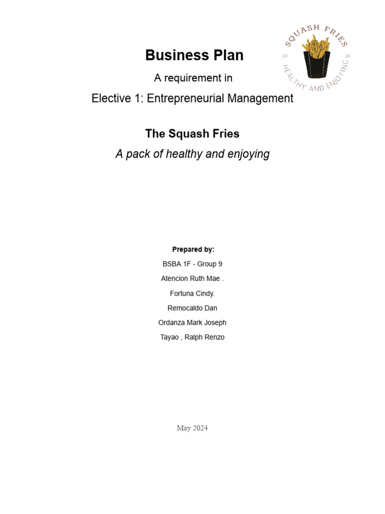 May Squash Fries Business Plan | PDF | Expense | French Fries